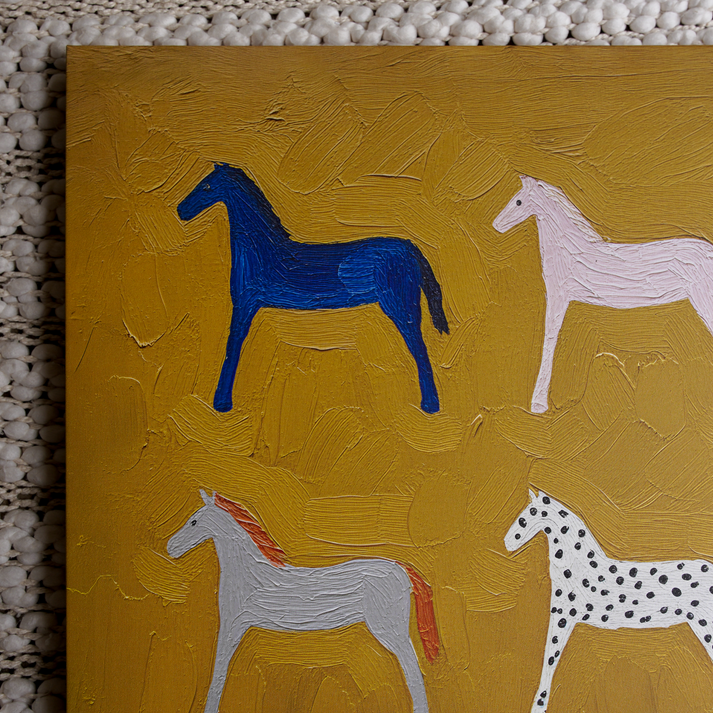 Horses – 38x38 Original Wrapped Canvas – Smallwoods
