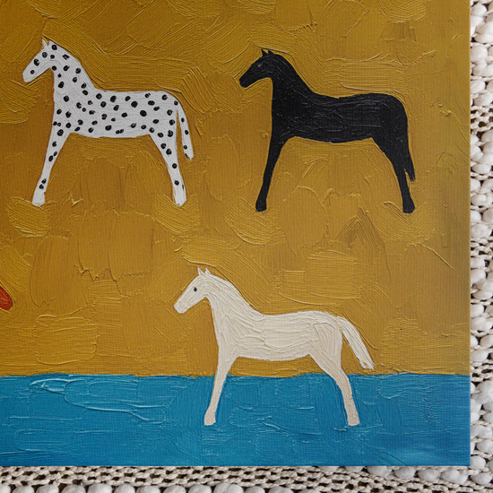 Horses – 38x38 Original Wrapped Canvas – Smallwoods