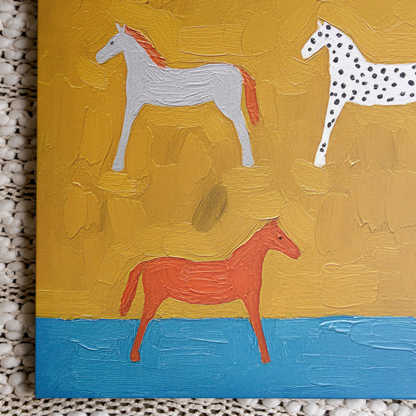 Horses – 38x38 Original Wrapped Canvas – Smallwoods